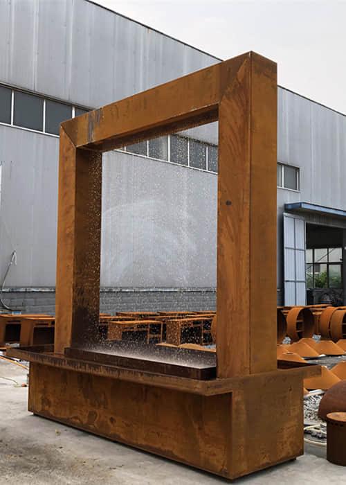Rusty 6ft Tall Corten Steel Waterfall ISO9001 Diy Outdoor Rain Curtain