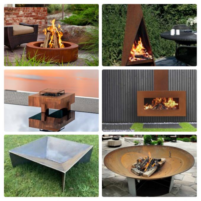 Corten Steel/Weathering Steel Firepit 3mm Thickness Garden Natural Gas ...