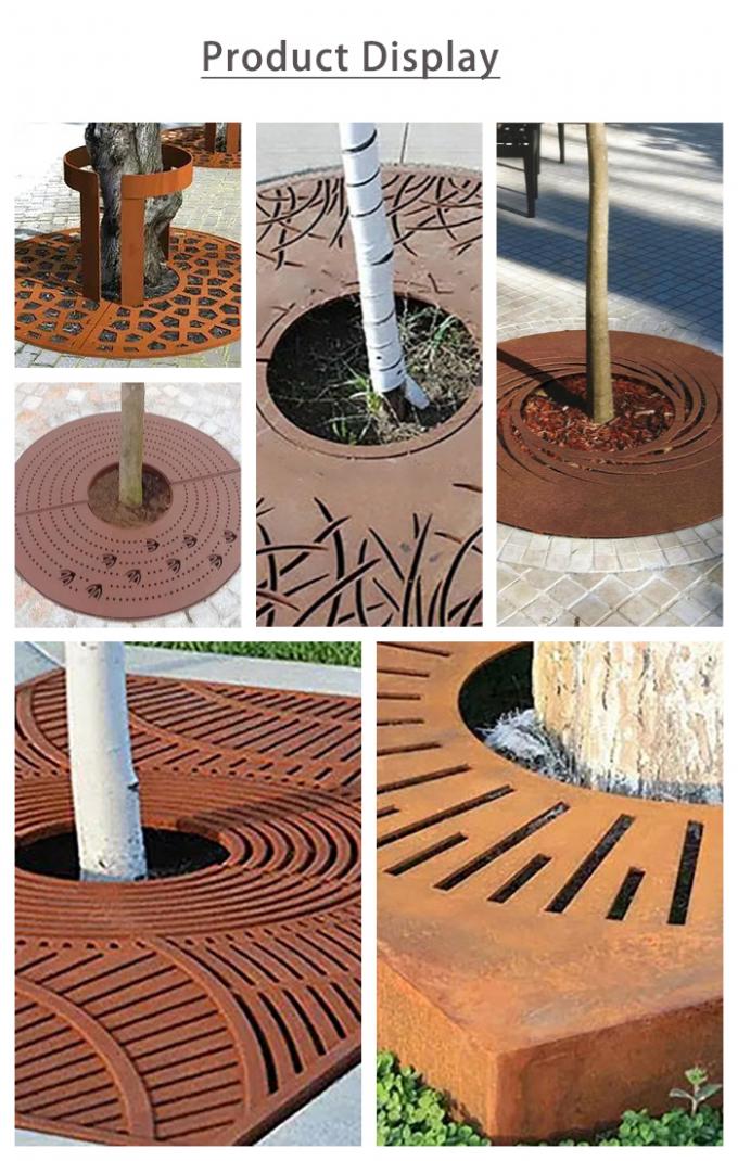 Outdoor Corten Steel Tree Grating Street Metal Tree Protection Grate ...