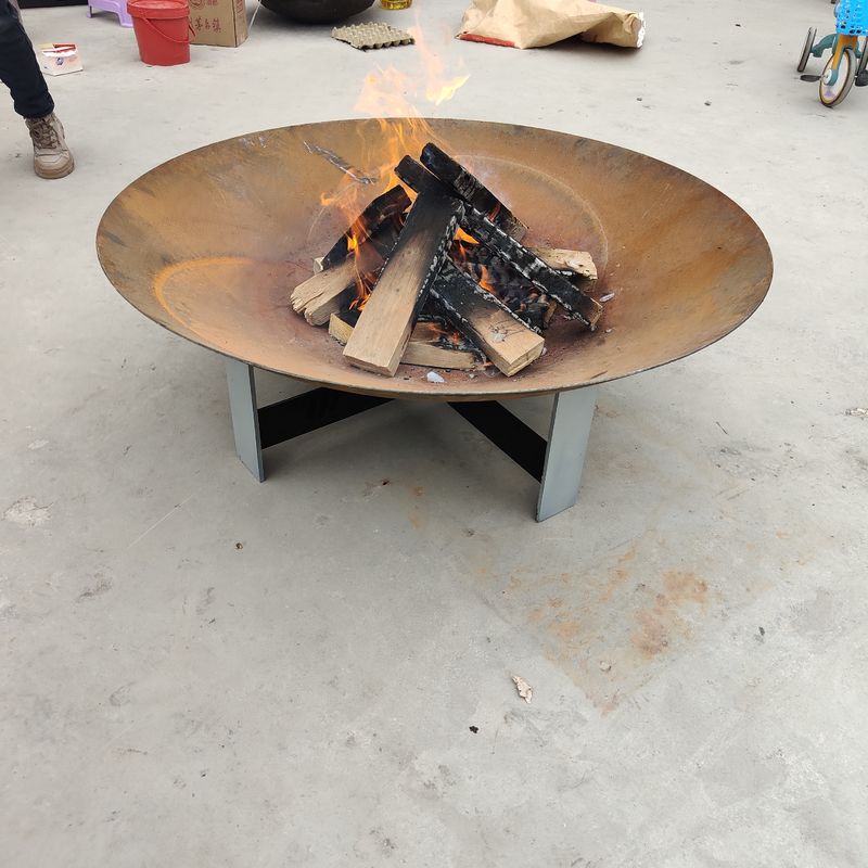 Decorative Large Smokeless Fire Pits 100cm Corten Steel Fire Pit 2mm Thick