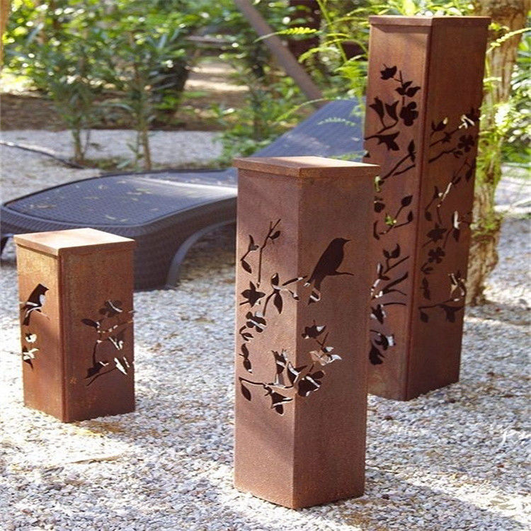 10W 12W Corten Steel Bollard Lights Rust Color Outdoor Decoration ...