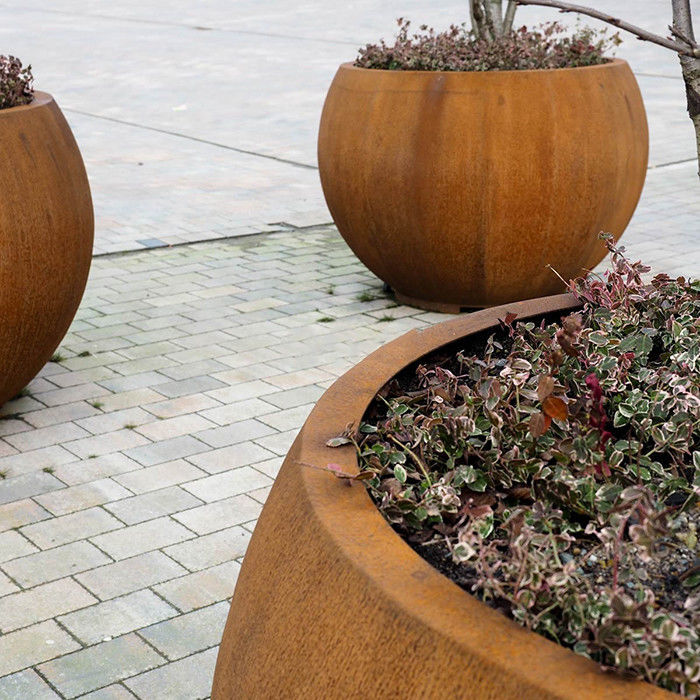 Weather Resistant Rusty Corten Steel Pot Metal Raised Garden Bed With ...