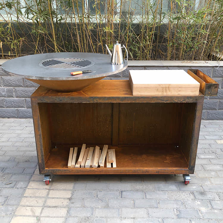 1330mm Corten Steel BBQ Grill CE Wood Burning Bbq Grill Camping