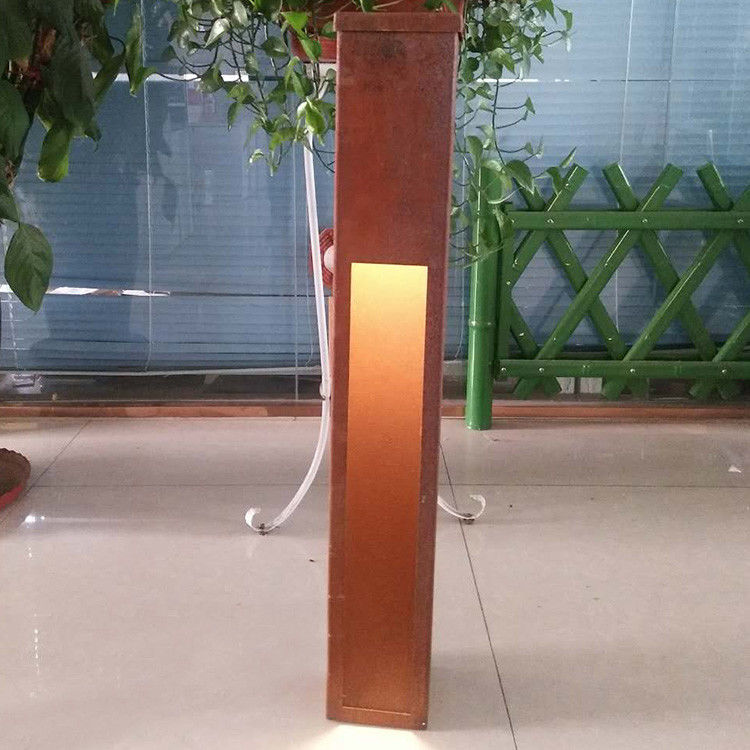 Metal Garden Lights 2mm Corten Steel Light Box IP65 Bollard Landscape ...