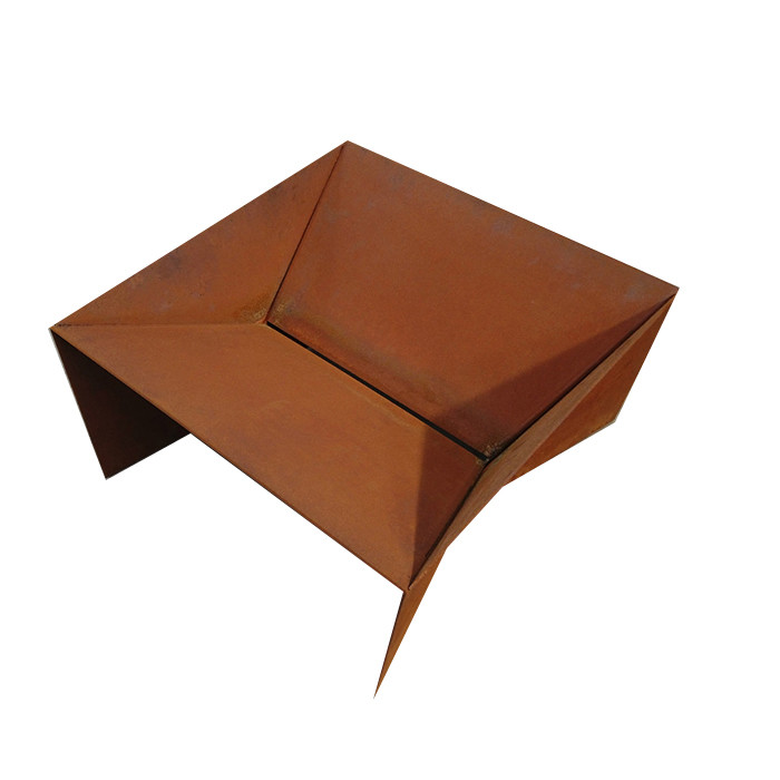 80cm Wood Burning Corten Steel / Weathering Steel Large Square Outdoor ...