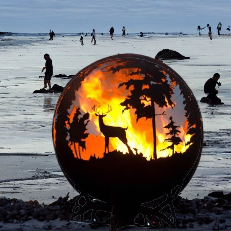 Corten Steel Rust Assembly Required Yes Sphere Steel Fire Pits